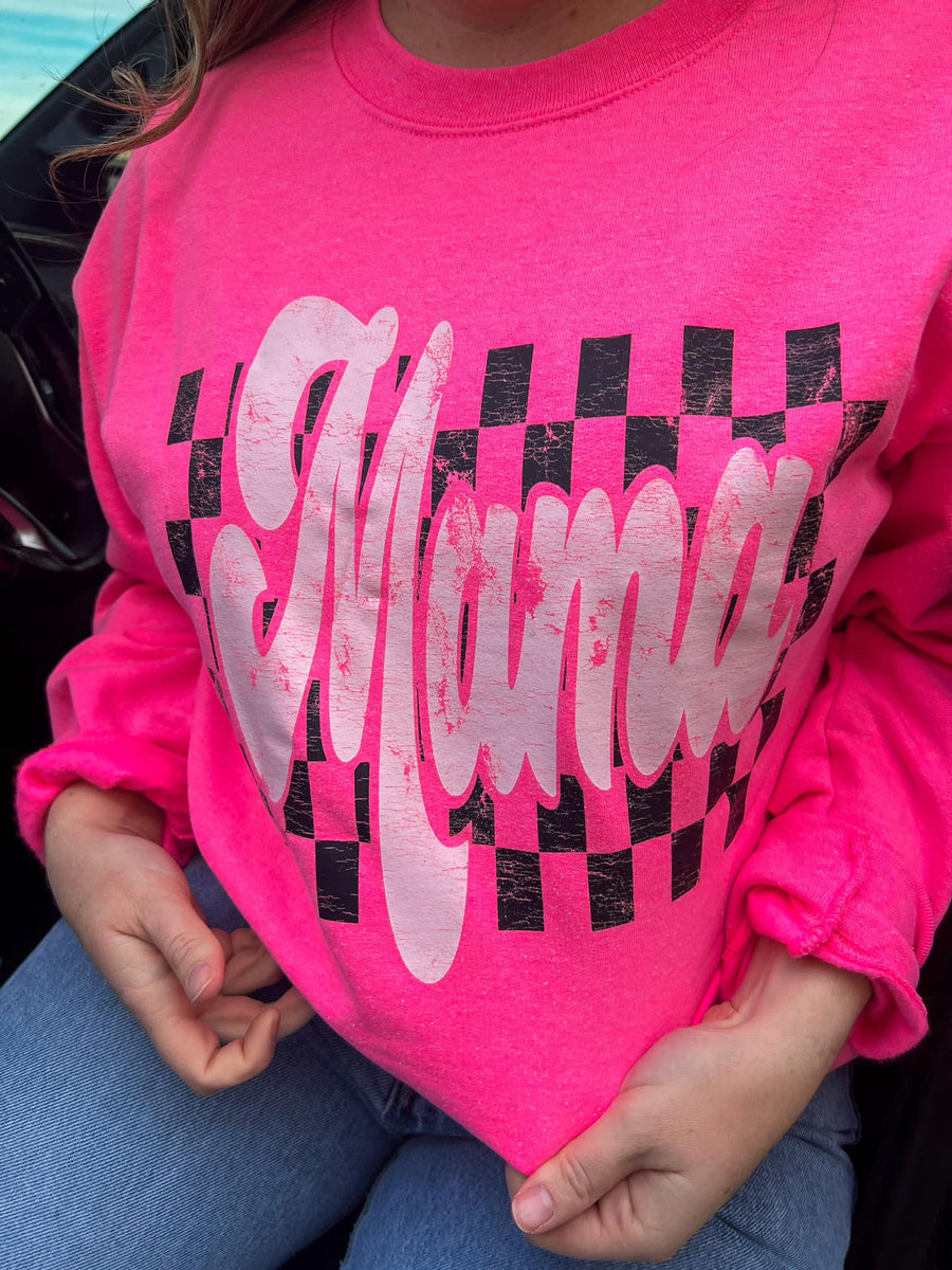 HOT PINK MAMA CHECK SWEATSHIRT {{ PREORDER }} – Heart of Dixie Boutique